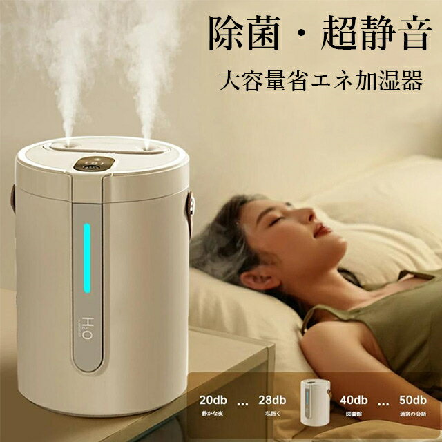 加湿器 大容量 2.5L 卓上 超音波式 除菌 卓上加湿器 かしつき ライト おしゃれ ダブル噴霧 ミスト超静音 部屋 寝室 乾燥対策 USB お手入れ簡単 超音波式 静音 節電 省エネ エコ 軽量