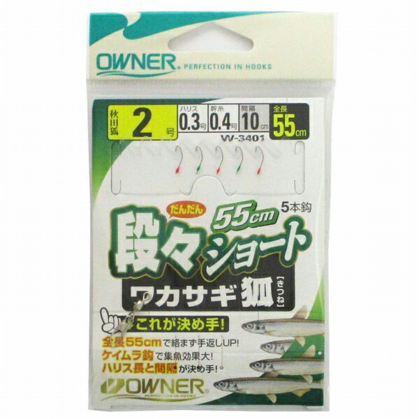 【オーナー 段々ショートワカサギ狐2-0.3の商品説明】()段々シリーズにショートタイプ登場 全長55cmで絡まず手返しUP！ハリス長と間隔が決め手！ケイムラ鈎で集魚効果大！ ハリスは自然な誘いを演出するナイロン、幹糸は高感度フロロカーボン...