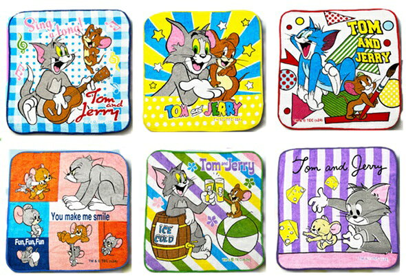 トム＆ジェリー柄のミニタオルです 商品名：トム＆ジェリーミニタオル 商品コード：tomujerryminitaoru 本体サイズ： 約　200mm×200mm パッケージ： 1個1個ヘッダー付OPP袋入り 色・形： 6柄アソート ※最低販売...