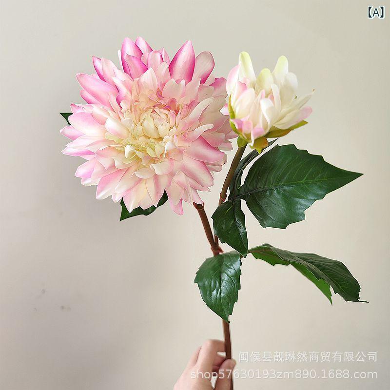 2個セット造花 インテリア 手触り 良い ダリア 飾り 花材 ピンク系 結婚式 フェイクフラワー 写真 撮影