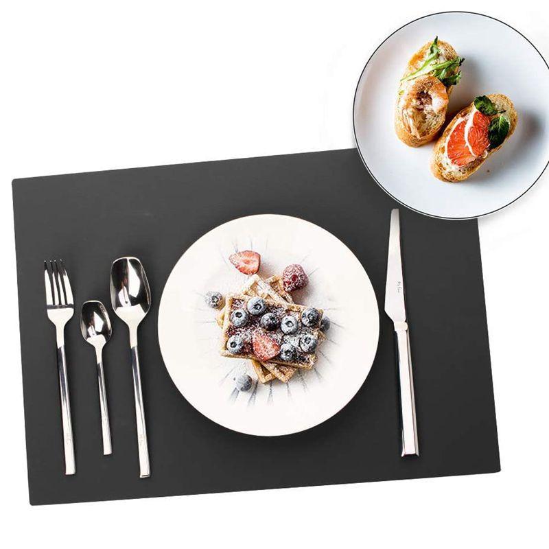 2個セットランチョンマット 40×30cm シリコン製 長方形 滑り止め 断熱 折りたたみ テーブルマット 学生 プレースマット モランディカラー 浅グレー 緑 黄色 深グレー 水色・素材: シリコン・柄: 無地・スタイル: 現代的.ミニマ...