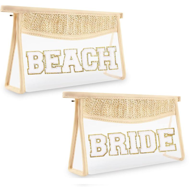 化粧ポーチ レディース 麻布 PVC 切り替え BEACH アルファベット パーティー ブライダル 結婚式・素材: 紙類・サイズ: 約25×7×14.5cm.約75g・仕様: bride, mrs, beach・対象: 恋人.夫婦.同僚.友...