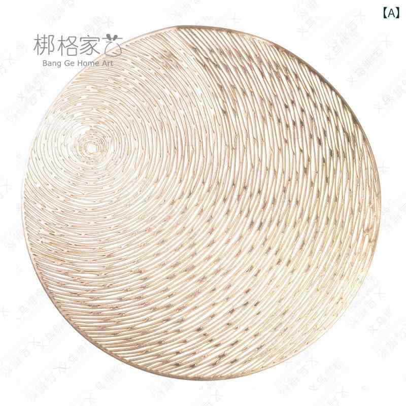 2個セットランチョンマット 円形 網目 PVC 幾何学模様 天眼柄 ゴールド シルバー 撥水 北欧 モダン シンプル