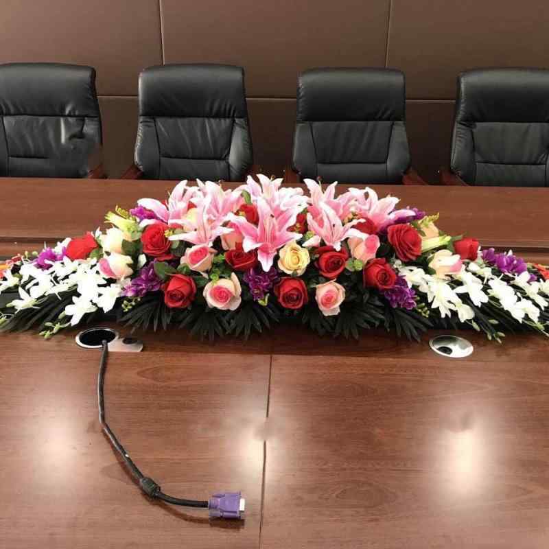 造花 会議テーブル装花 ホテル オフィス デコレーション フェイクフラワー アレンジメント フラワー・素材: 絹花・製法: 植绒・種類: 玫瑰・用途: 婚庆, 摄影道具, 家居装扮