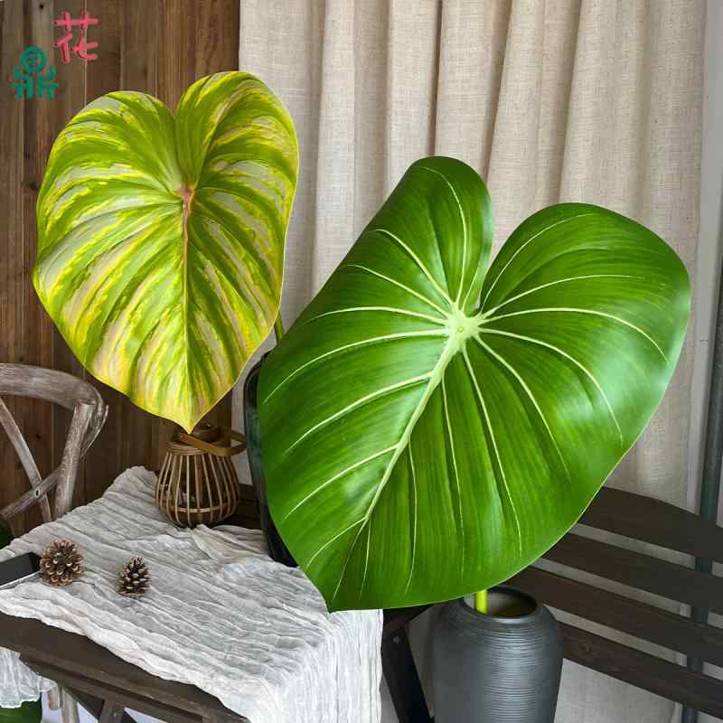 2個セット造花 フェイクグリーン モンステラ 飾り 撮影用 背景 店舗ディスプレイ ホテル ロビー,