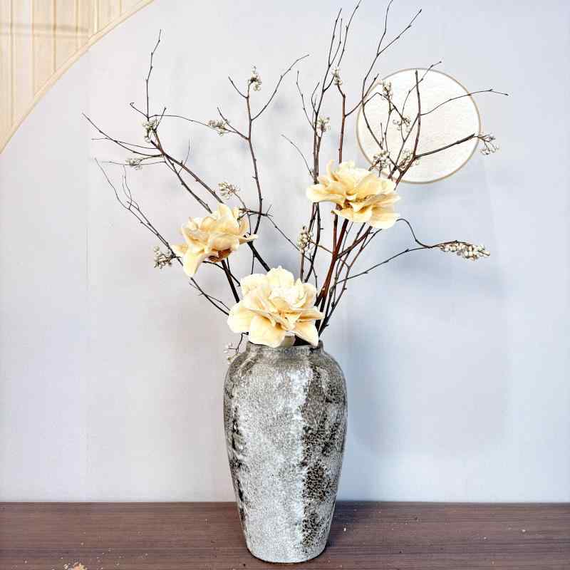 2個セット花瓶 白玉 牡丹 仿真 ドライフラワー リビング 玄関 ダイニング 寝室 卓上 飾り インテリア・素材: ドライフラワー・製法: -・カラー: オフホワイト.イエロー.レッド