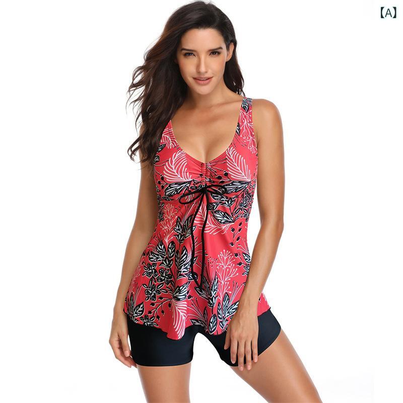 水着 レディース セパレート 体型カバー 競泳用 スイムウェア 少なめ ワンピース風 ビーチウェア 花柄 ポリエステル・適用性別: 女・適用年齢段: 成年・柄スタイル: 花柄, 背中開き, 耐久性, 風, 保守的・ワイヤー: 胸パッド付き....