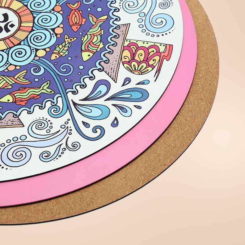 ヨガマット 子供用 ヨガマット 瞑想用 ヨガマット 軟木 ゴム 厚手 防滑 トレーニング ダンス 坐禅 ストライプ 600*600mm