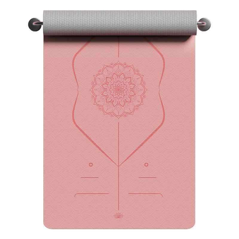 2個セットヨガマット レディース メンズ TPE 厚手 幅広 滑り止め クッション性 防音 衝撃吸収 ジム 運動 ダンス トレーニング エクササイズ ピラティス ストレッチ ダイエット 器具 グレー ピンク パープル ブルー