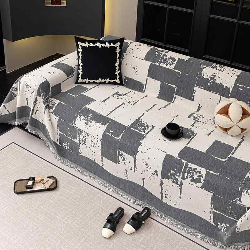 ソファ カバー 豪華 シェニール ずれ防止 グレー コーヒー色 ストライプ ソファタオル 180*130 180*150 180*180 180*200 180*230 180*260 180*280 180*300 180*320 180...