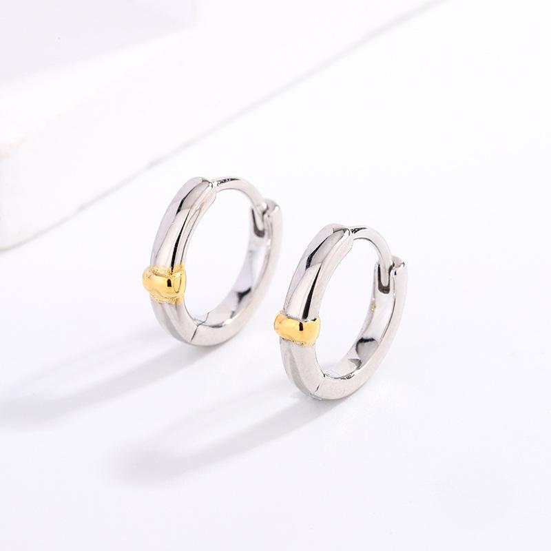 ピアス メンズ 男性用 S925 シルバー925 銀 シンプル ミニマリスト フープピアス イヤーカフ ストリート 電気メッキ加工 ゴールドカラー アレルギー対応