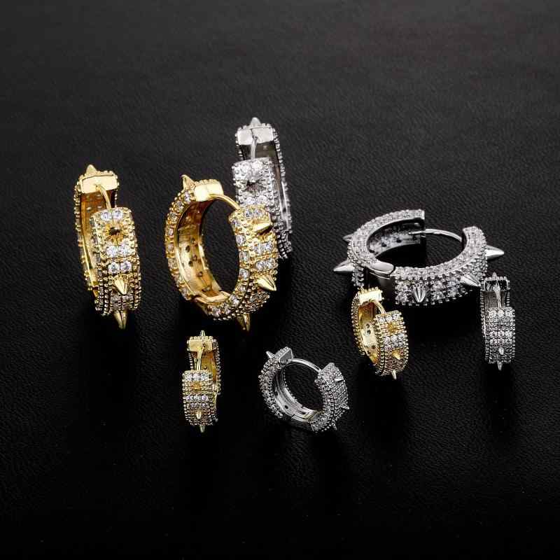 ピアス メンズ 男性用 アクセサリー 芒刺 幾何学模様 銅製 個性的 パンク ヒップホップ ストリート ゴールド シルバー 黒