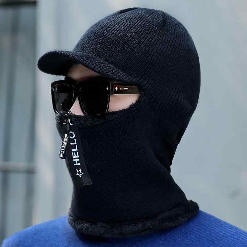 帽子 男性用 ニット帽 裏起毛 ネックウォーマー一体型 暖かい 防寒 保温 伸縮 秋冬 アウトドア 普段使い ブラック ワインレッド ネイビー グレー