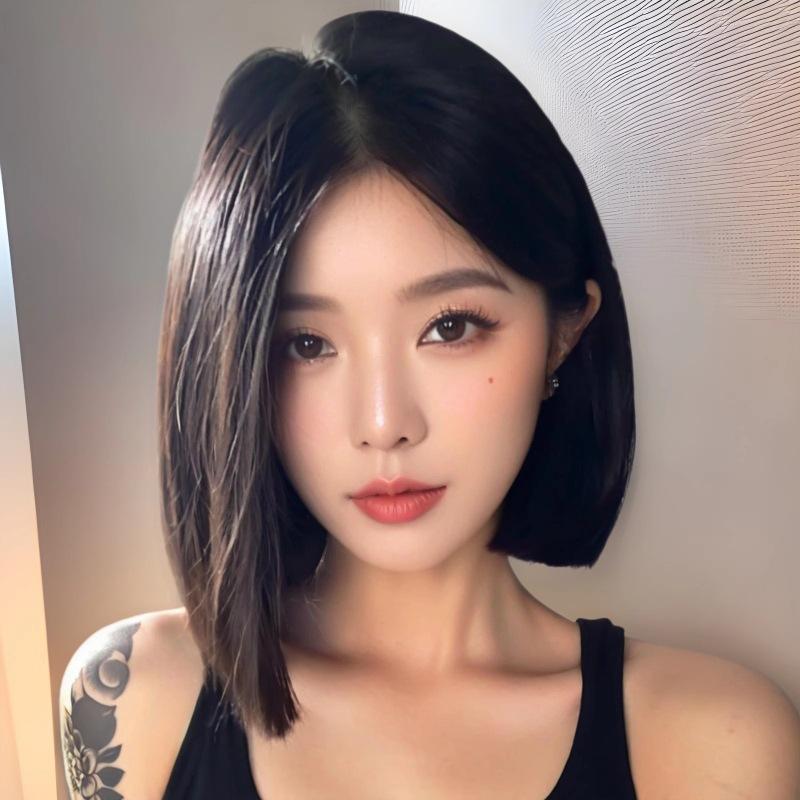 ウィッグ レディース 中分 ボブ ショート ストレート 黒髪 茶髪 小顔効果 普段使い 自然