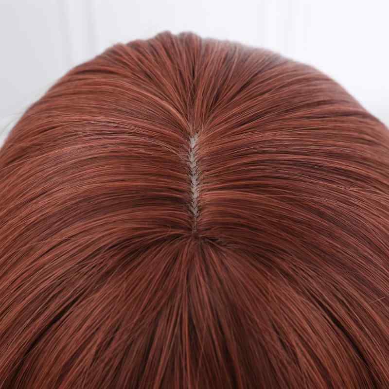 ウィッグ レディース ショート ボブ 触覚あり ストレート 汚みかん色 耐熱ファイバー アジアン