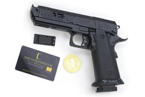 18歳以上対象商品。 初速は0.98J以下の調整されていて、スライドも樹脂の銃刀法規制適合品です。 DOUBLE BELL TTIタイプ SAND VIPER ガスブローバック ガスガン No.304B オールブラック仕様 John Wic...