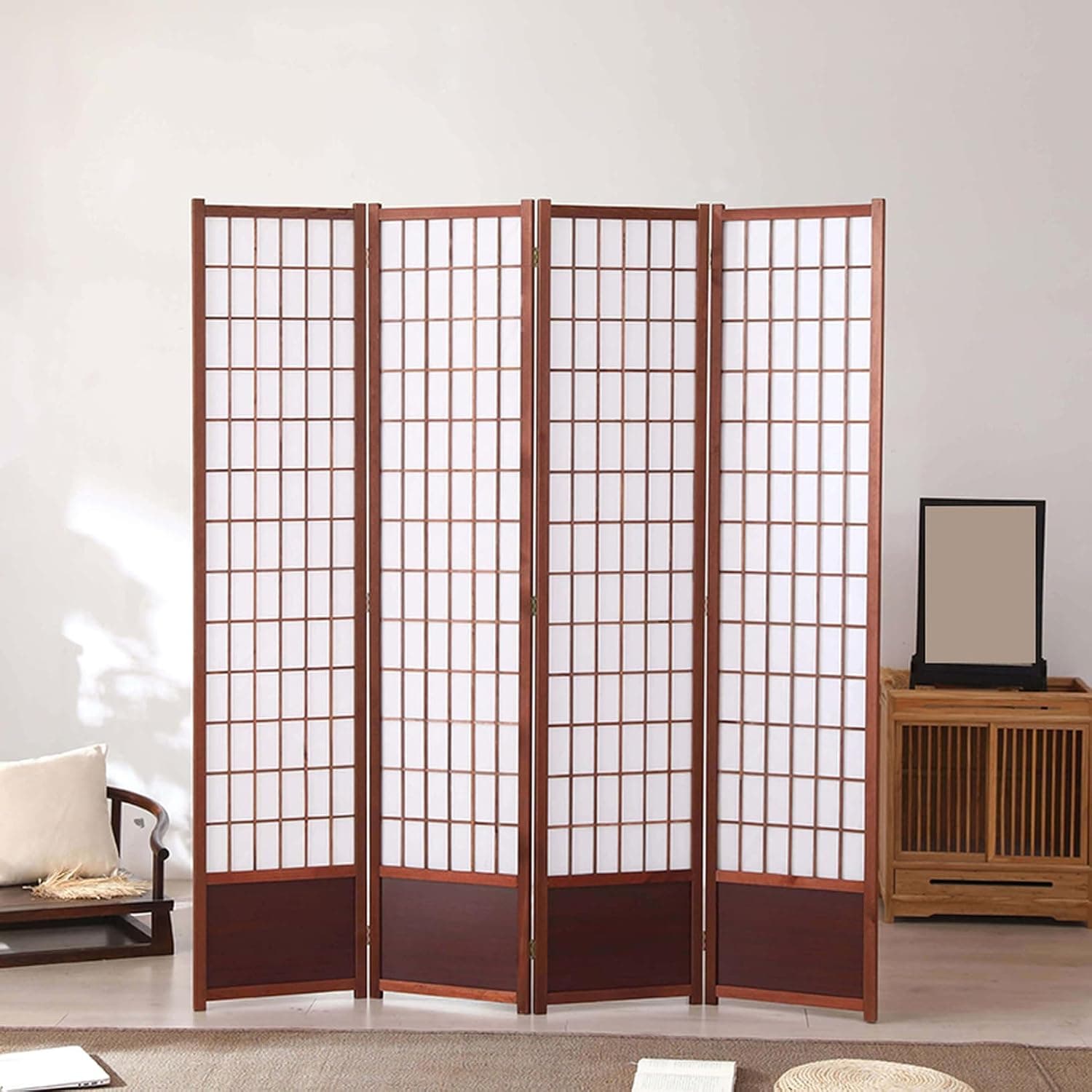 　　　 -------商品詳細------- 「商品サイズ（cm）」： 180*45*4=高さ約180×幅約45　パネル数：4連 「天然素材の品質良いパーテーション」天然木と布を使用したパーテーションは、通気性に優れ、品質良い素材で耐久性も...