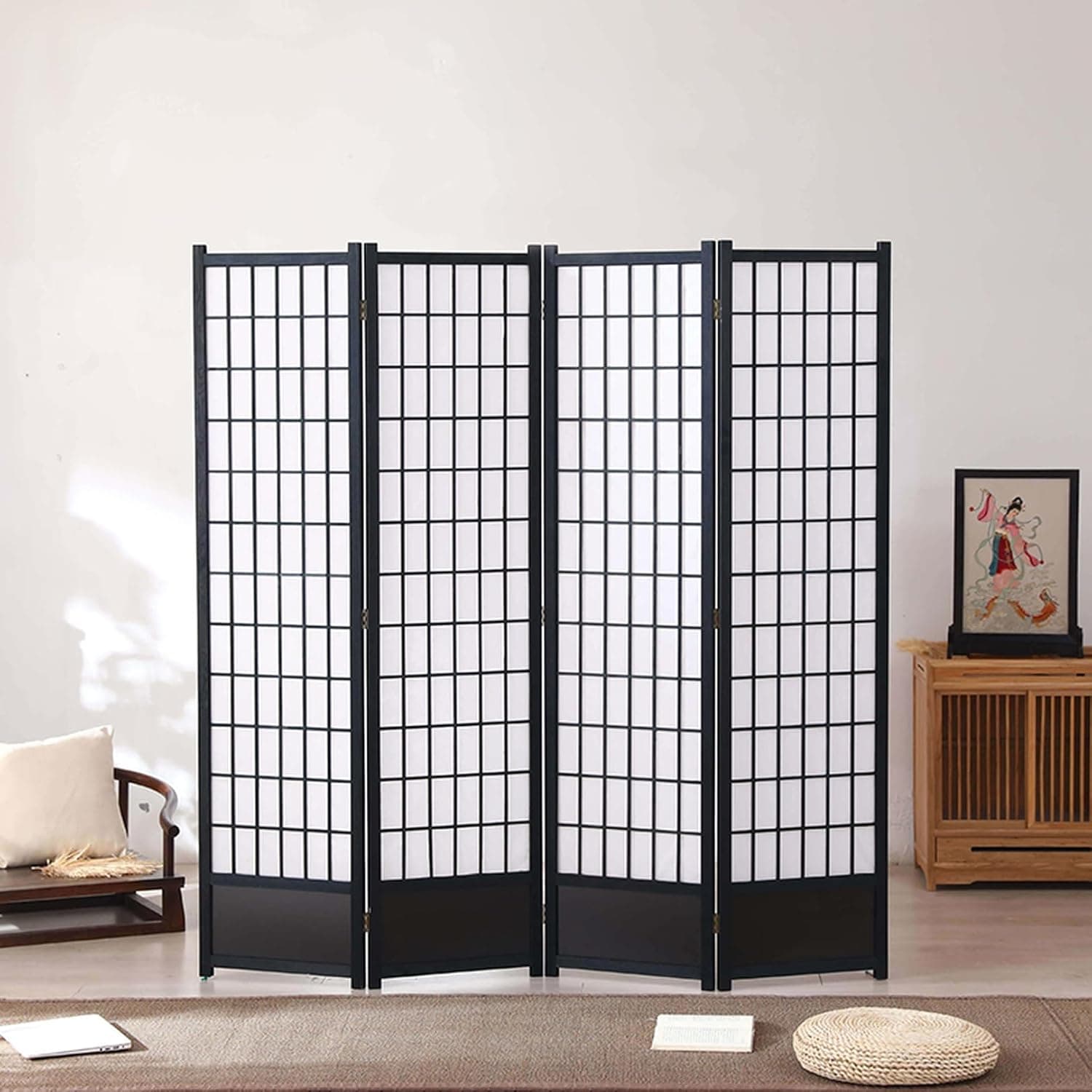 　　　 -------商品詳細------- 「商品サイズ（cm）」：180*44*4=高さ約180×幅約44　パネル数：4連 「天然素材を使用・耐久性」間仕切りは軽量の布と天然木で作られています。それらは非常に密度が高く、隙間がなく、素朴...