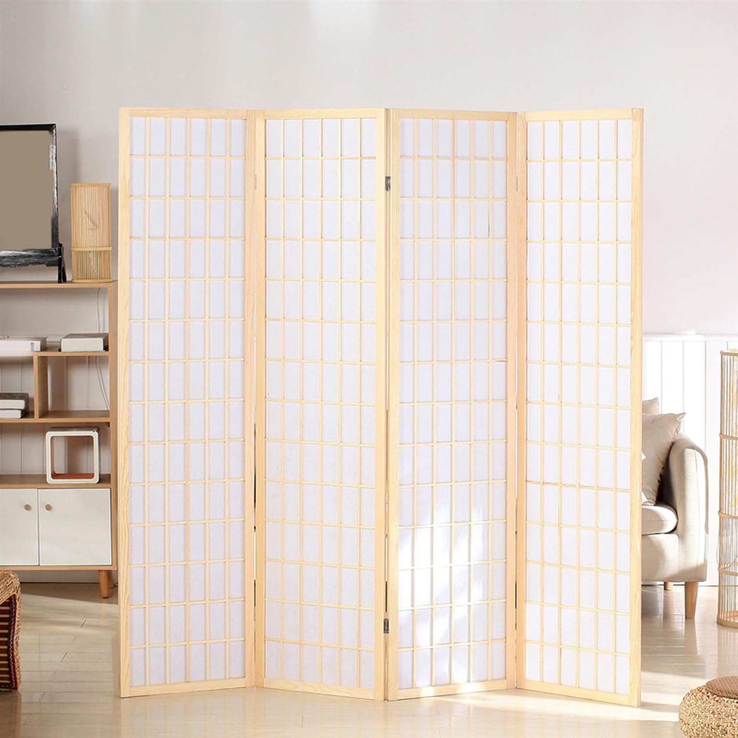 　　　 -------商品詳細------- 「商品サイズ（cm）」： 180*44*4=高さ約180×幅約44　　　パネル数：4連 「手軽に和風空間」お手軽に和の空間を演出できる折りたたみ障子風衝立。フレームには天然木、障子部分は不織布を...