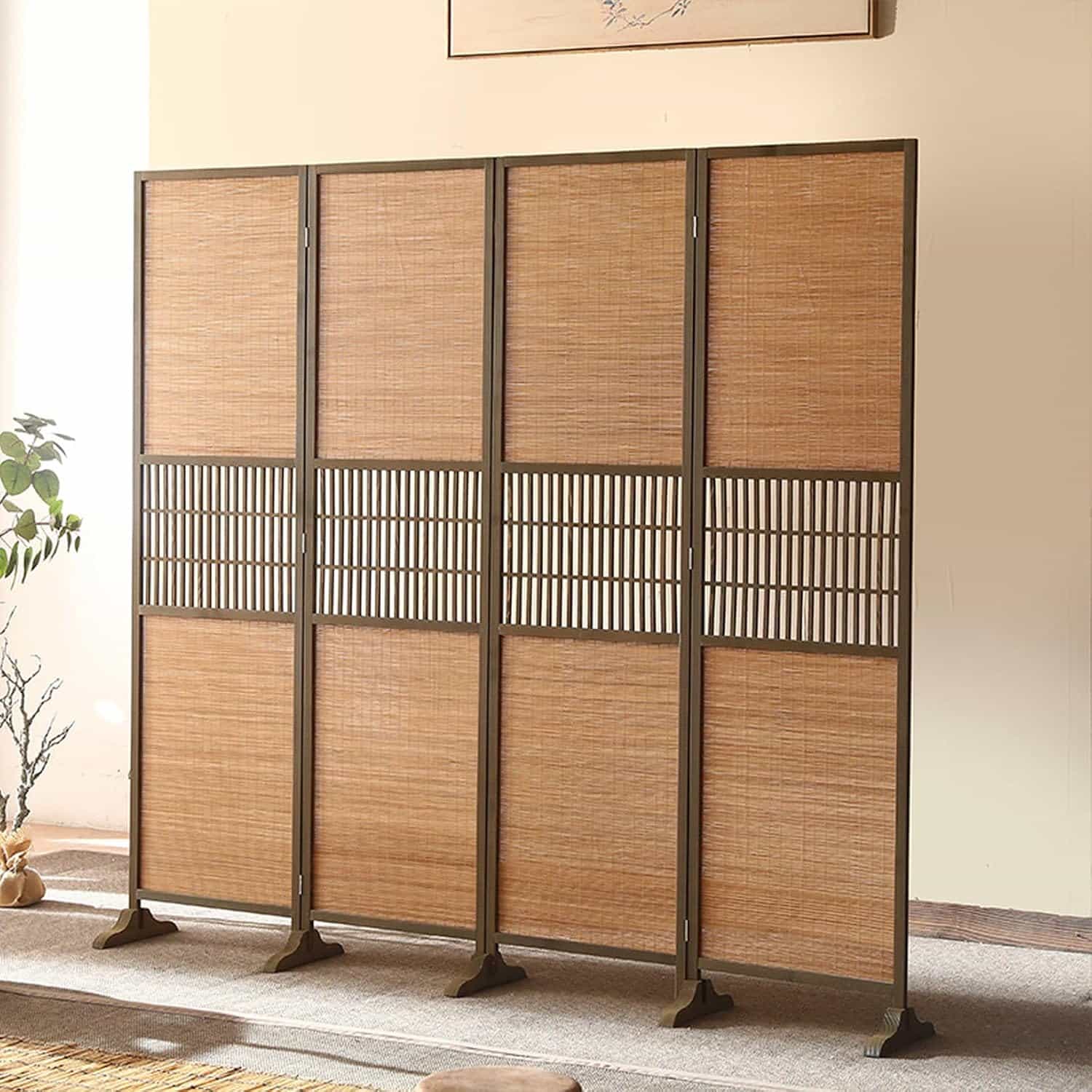 　　　 -------商品詳細------- 「商品サイズ（cm）」：180*50*4=高さ約180×幅約50　　　パネル数：4連 「天然素材の温かみあるデザイン」天然木フレームと竹編みによる柔らかな風合いで、どんなインテリアにも馴染みます...