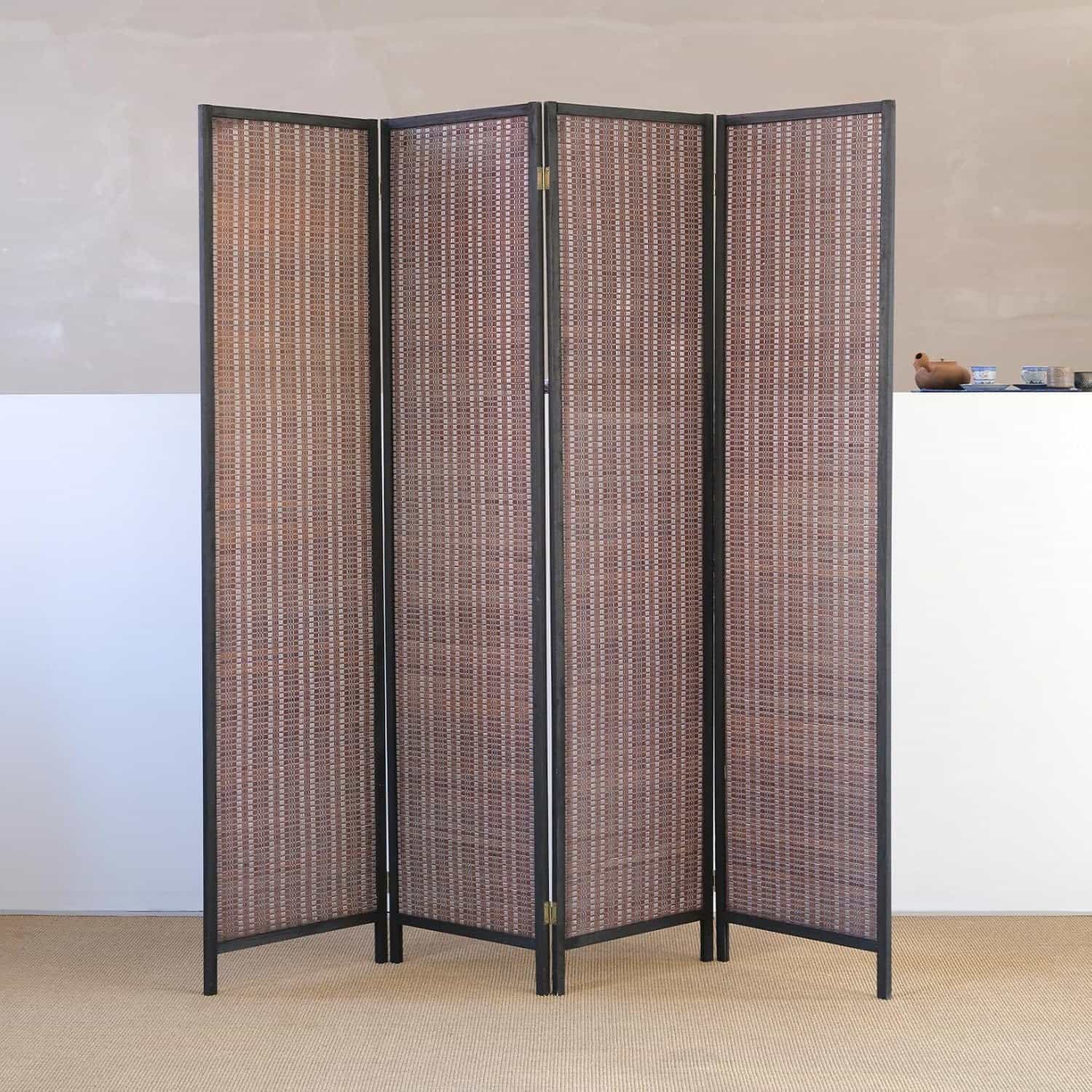 　　　 -------商品詳細------- 「商品サイズ（cm）」：180*45*4=高さ約180×幅約45　　　　パネル数：4連 「天然素材の温かみあるデザイン」天然木フレームと竹編みによる柔らかな風合いで、どんなインテリアにも馴染みま...
