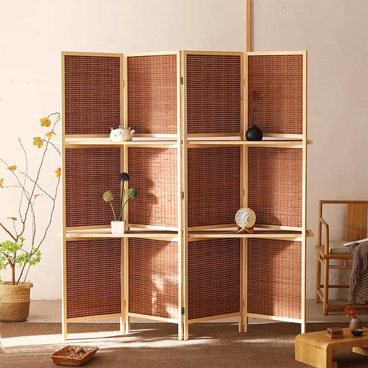 　　　 -------商品詳細------- 「商品サイズ（cm）」：180*45*4=高さ約180×幅約45　　　　パネル数：4連 「天然素材を使用」間仕切りは天然木フレームと竹編みの素材を使用しており、温かみのある風合いが漂います。 「...