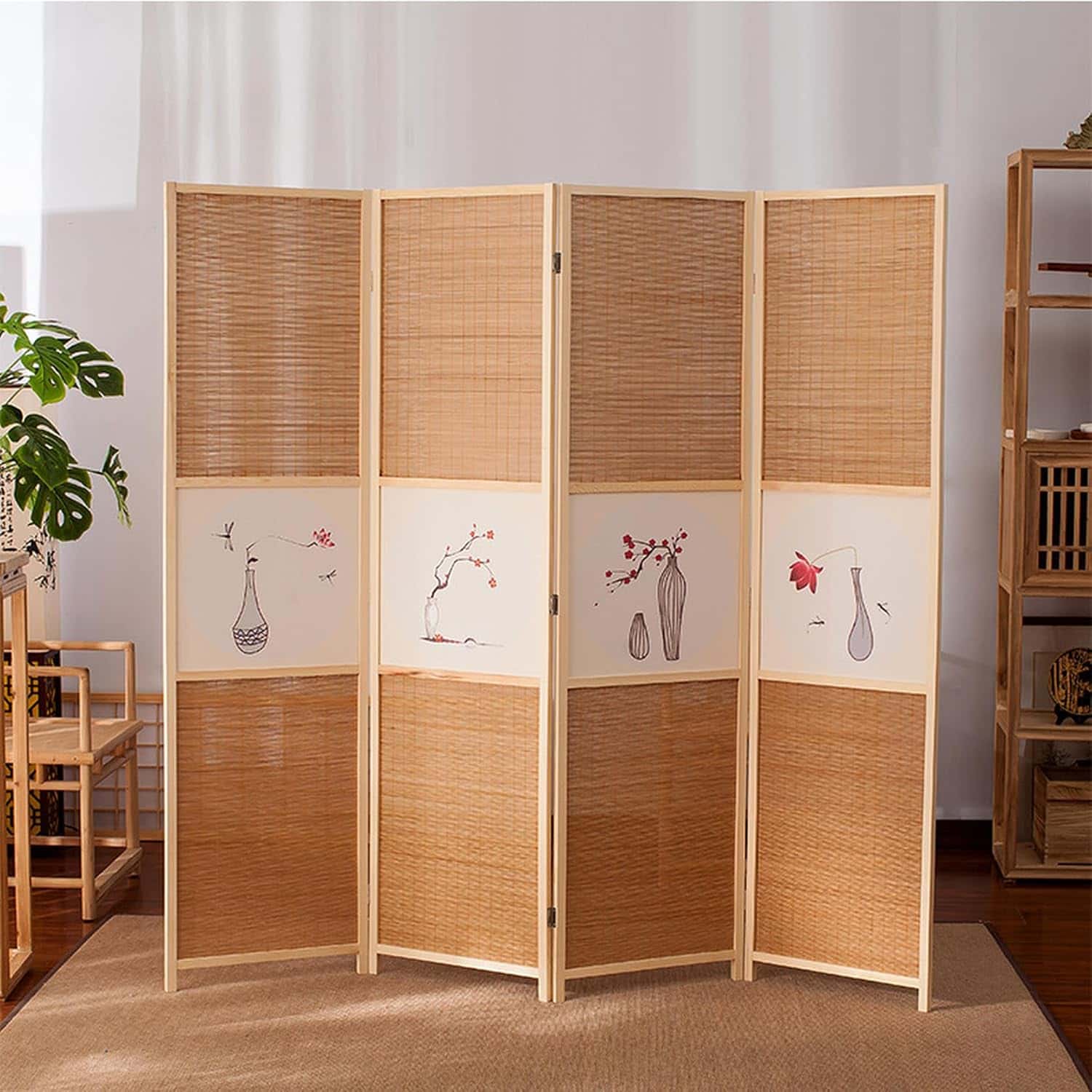 　　　 -------商品詳細------- 「商品サイズ（cm）」：180*50*4=高さ約180×幅約50　　　　パネル数：4連 「天然素材を使用」天然木フレームと竹編みのある風合いが、どんな部屋にも馴染み、素朴で味わい深い空間を演出し...