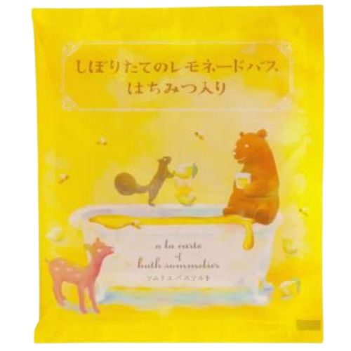 ■　商品説明しぼりたてのレモネードバス　ハチミツ入り 良く晴れた日の締めくくり、一日中遊びすぎて疲れたからだにぴったりのレシピ、すっきりレモンとハチミツのお風呂はいかが？天然塩にうるおい成分レモン果実エキス、ヒアルロン酸を混ぜあわせ、はちみ...