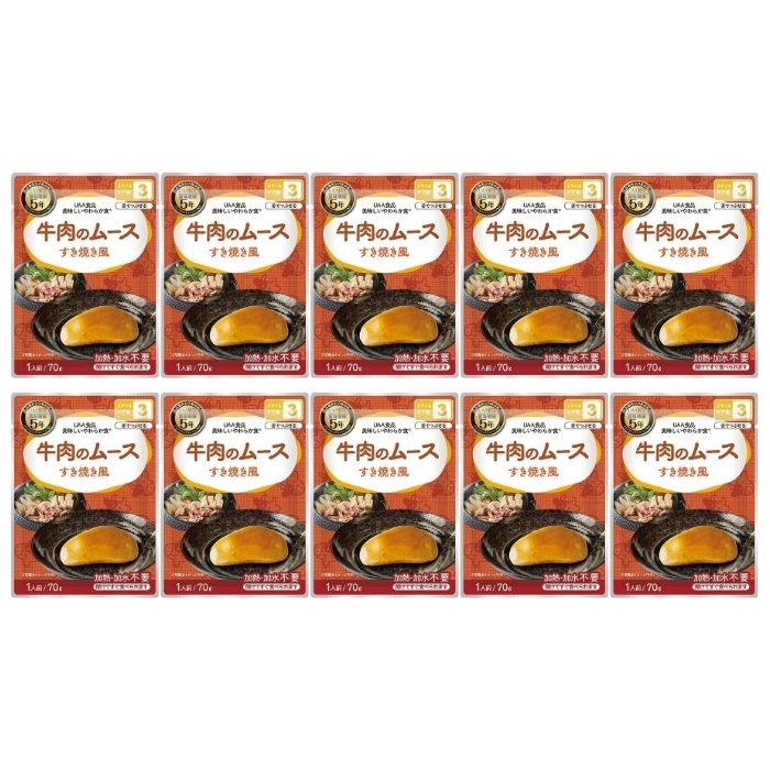 ■　商品説明【商品詳細】 【舌でつぶせる】 そしゃく配慮が必要なかた向けの長期保存食。 ●風味豊かな牛肉のムースをすき焼き風の味付けにしました。 ●常温のまま、温めずにすぐ食べられます。 ●レトルト臭がほとんどなく、でき立てに近い美味しさ。...