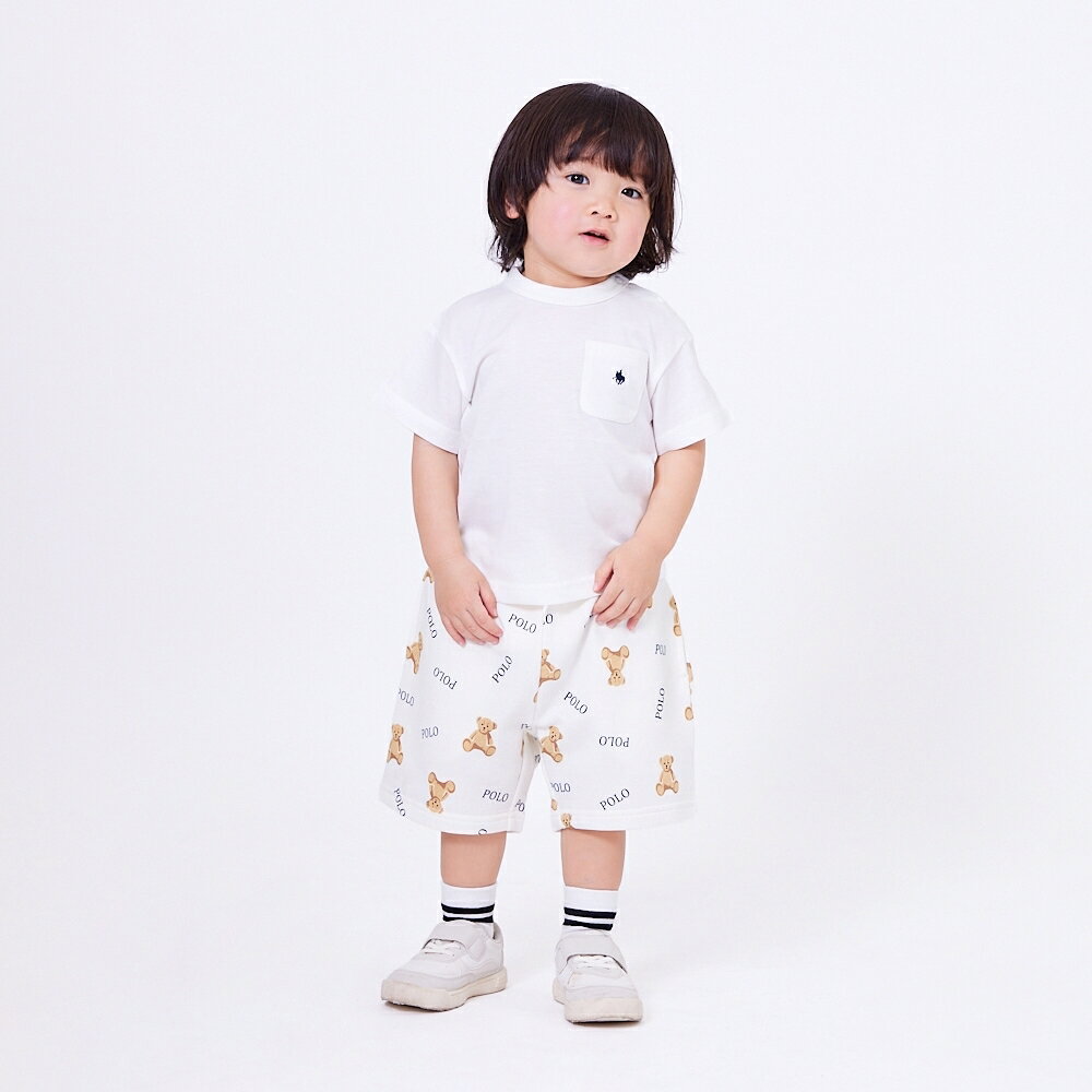 ＜サイズ＞80cm：身丈34cm、身巾29cm、肩幅28cm、袖丈8cm90cm：身丈37cm、身巾30cm、肩幅29cm、袖丈9cm＜素材＞天竺＜組成＞本体：ポリエステル65％、綿35％リブ部分：ポリエステル62％、綿33％、ポリウレタン...