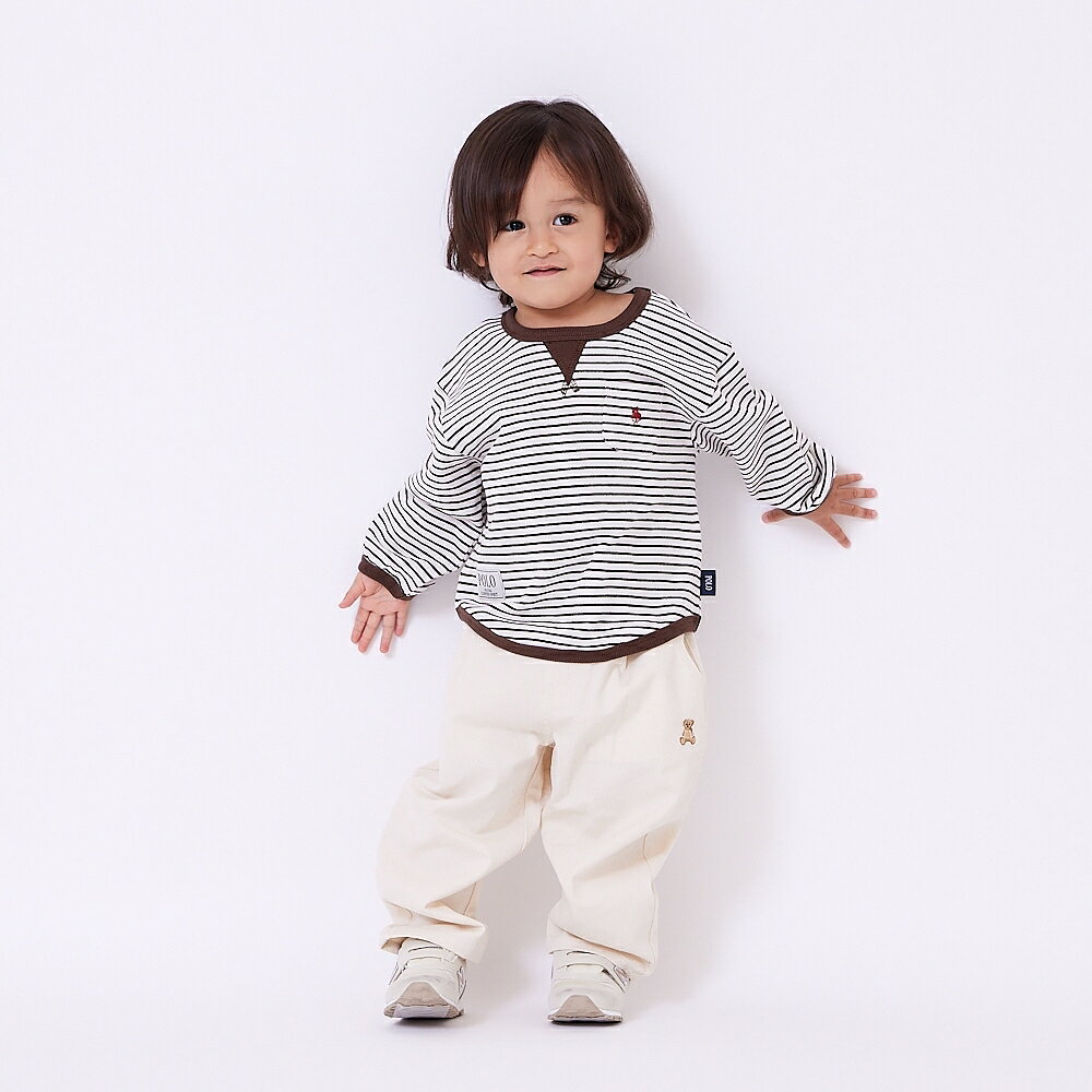 POLO BCSブランドの裏毛トレーナーです。ボーダーデザインが可愛らしいアイテムです。＜サイズ＞80cm:身丈36cm 身幅34cm 肩幅33cm 袖丈23cm90cm:身丈39cm 身幅35cm 肩幅34cm 袖丈26cm＜品質＞本体：...