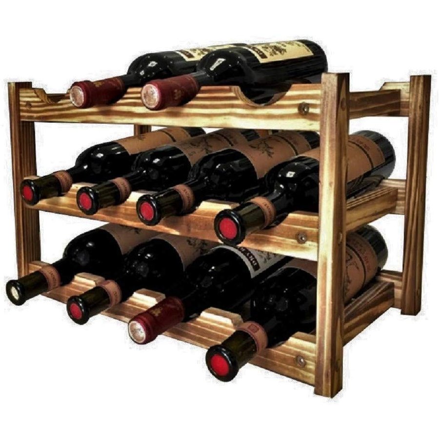 ワインラック ワインホルダー 木製 ワイン シャンパン ボトル ウッド 収納 ケース スタンド インテリア Anberotta W74 (12本用収納・3段/アンティークブラウン)の評判 ...
