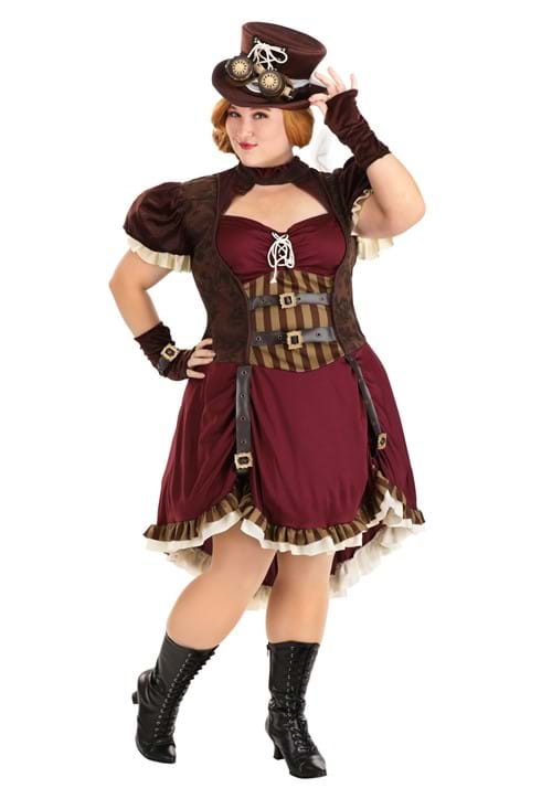 スチームパンク風のレトロなコスプレ衣装（プラスサイズ）です。ハロウィン、仮装パーティー、イベントに最適な本格的なデザイン。 ▶ セット内容 ✓ コスチューム ✓ グローブレット ✓ 帽子...