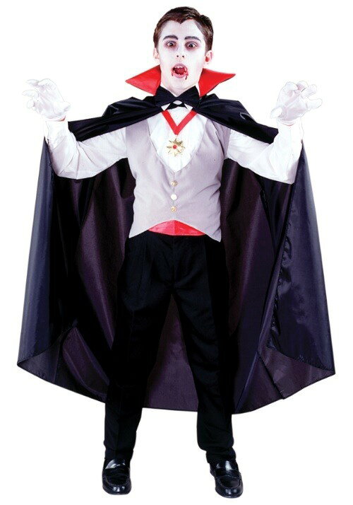 恐ろしい吸血鬼をモチーフにした男の子用コスプレ衣装です。ハロウィン、仮装パーティー、舞台衣装に最適な本格デザイン。 ▶ セット内容 ✓ ケープ（蝶ネクタイ付き） ✓ ベスト ✓ メダリオ...