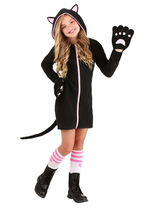 黒猫をモチーフにしたキッズ用コスプレ衣装です。ハロウィン、仮装パーティー、イベントに最適な可愛らしいデザイン。 ▶ セット内容 ✓ フード付きドレス（ミトン付き） ※ 記載以外の小物は付属しません。 ▶...