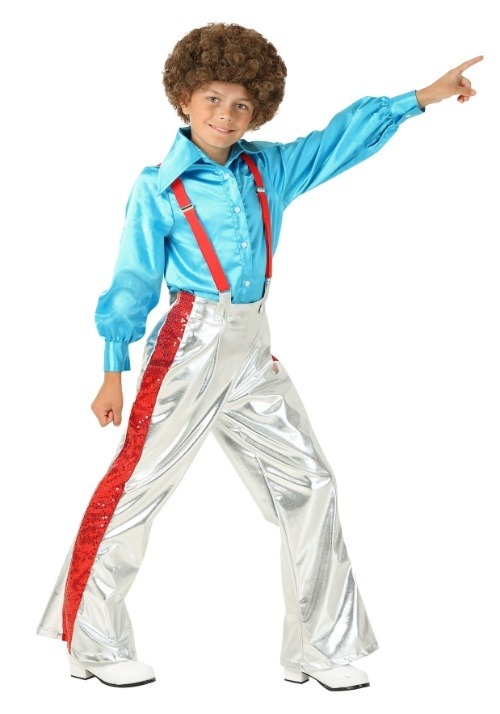 70年代のディスコをイメージしたキッズ用コスプレ衣装です。ハロウィン、仮装パーティー、ダンスイベントに最適なデザインです。 ▶ セット内容 ✓ シャツ ✓ パンツ ✓ サスペンダー ※ ...