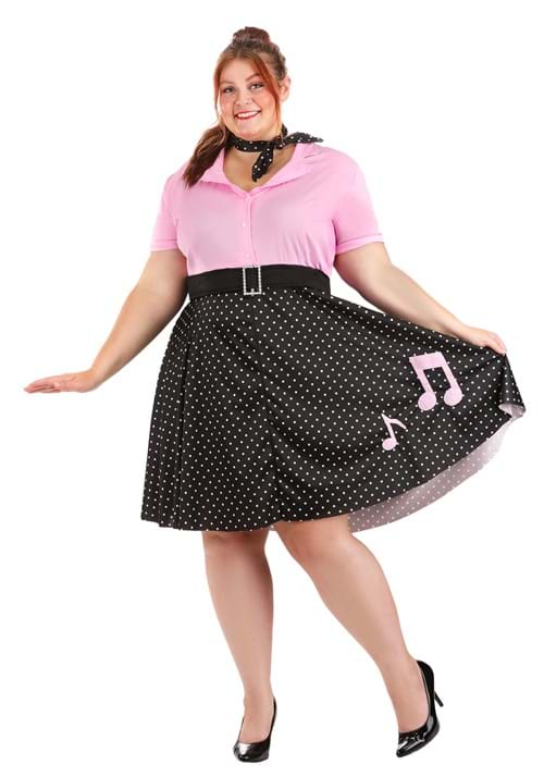 大きいサイズの50年代のソックホップをイメージしたキュートなコスプレ衣装です。ハロウィン、ダンスパーティー、レトロイベントに最適なデザイン。 ▶ セット内容 ✓ ドレス ✓ スカーフ ※ 記載以外の小...