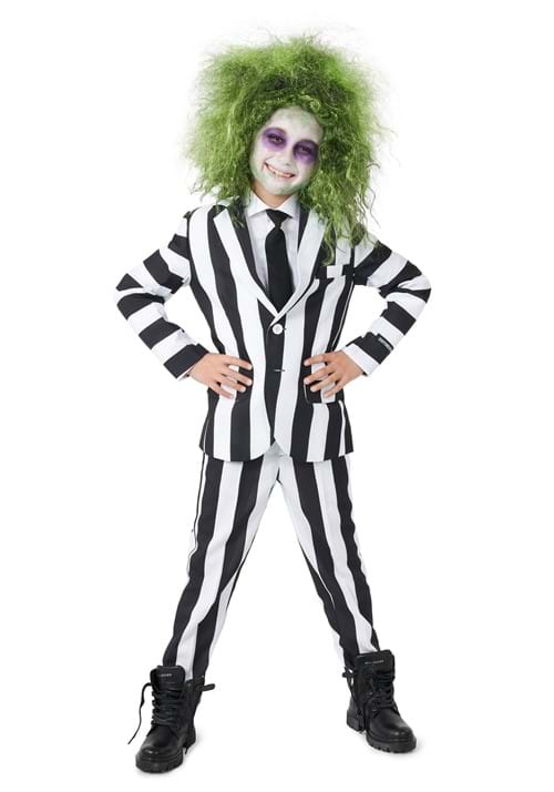 映画「Beetlejuice」の子供用コスプレ衣装です。ハロウィン、USJイベント、仮装パーティーに最適な本格デザイン。 ▶ セット内容 ✓ ジャケット ✓ パンツ ✓ ネクタイ ※ 記...