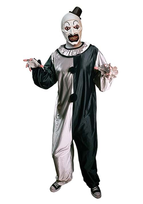 Terrifier Art The Clownをモチーフにしたメンズコスプレ衣装です。ハロウィン、ホラーイベント、仮装パーティーに最適な本格デザイン。 ▶ セット内容 ✓ ジャンプスーツ ✓ 手袋（左...