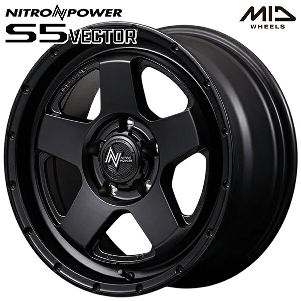 ▼Item Information▼ ■ホイール：MID NITROPOWER S5 VECTOR（マルカサービス ナイトロパワー S5ベクター） ■サイズ：16x70J 5H114.3 INSET32 ■カラー：BBK（バレルブラック） ...