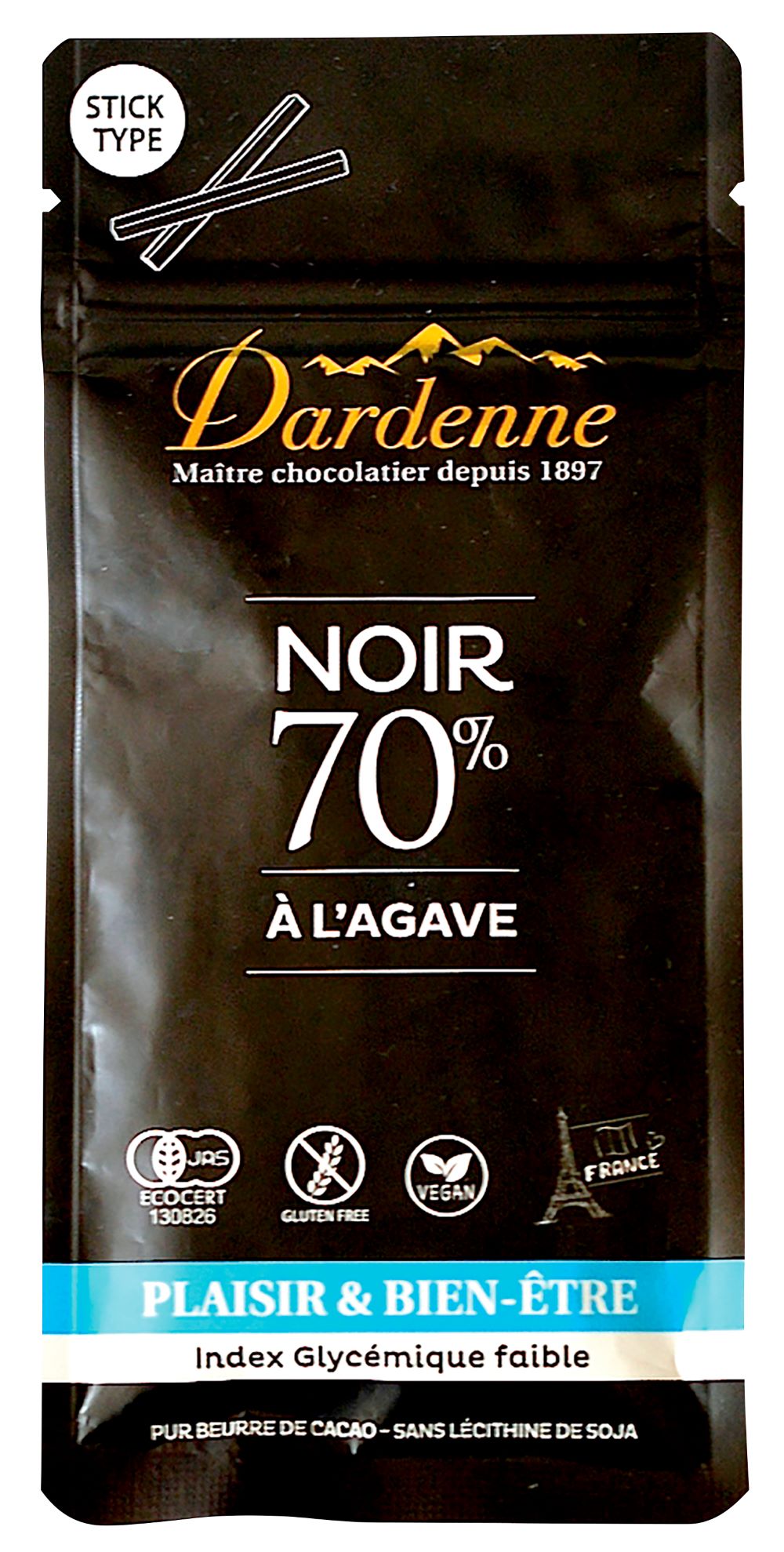 砂糖・乳化剤不使用 程よい甘み、滑らかな口当たり スティックタイプ ■有機カカオ70% ■甘味料に有機アガベシュガー使用 ■フェアトレード認証カカオ豆使用 ■便利なチャック付袋 ■11月～3月限定品 ※保存時の温度変化により、表面が白くなっ...
