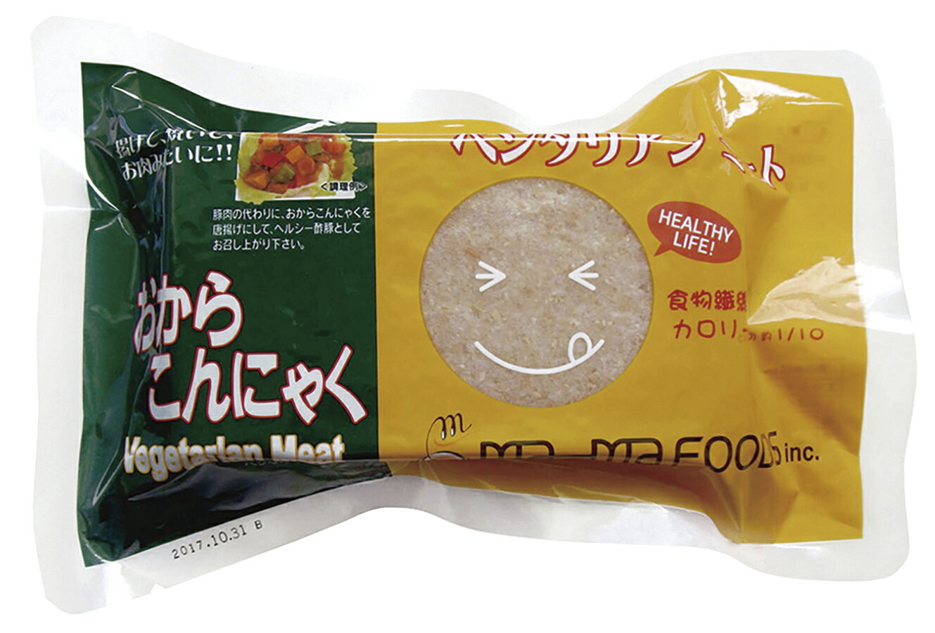 おから入りのこんにゃく 代用肉として ■火を通すとお肉のような食感 ■から揚げや焼肉などに 【原材料】 おから[大豆(国産)]、こんにゃく粉・やまいも(国産)/水酸化カルシウム 【開封前賞味期間】 常温で6ヶ月 【調理法・使用方法】 薄くス...
