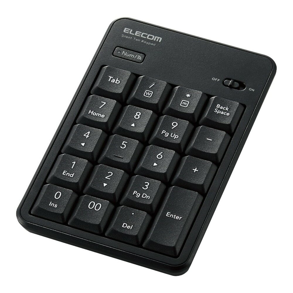 本格静音設計で音が気になる場所や時間帯での使用に最適 エレコム ELECOM テンキー ワイヤレス 無線 Bluetooth 抗菌 静音 メンブレン 日々のパソコン操作に安心をプラスする抗菌仕様。USBポートを塞がずにワイヤレス接続できるB...