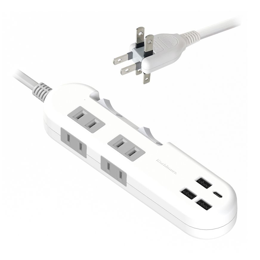 海外でも使用可能AC-022 4AC4USB 3A+1C 24W 1.2m リバーシブル SW 自動識別 WH●4口のACコンセントと4口のUSBポートがついた電源タップ。●省エネ、白ランプ搭載のオン/オフスイッチ付き。●ACコンセントは4...