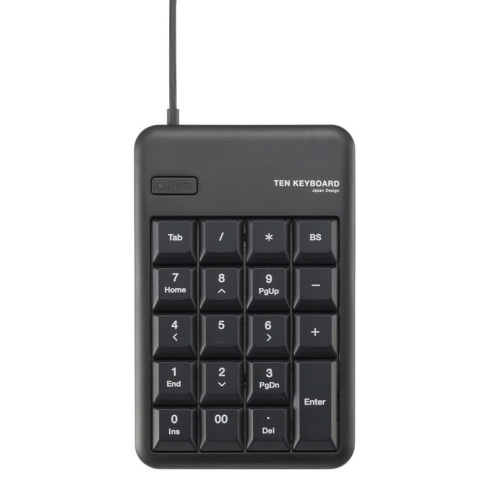 ノートパソコンでの使用に最適なUSBテンキーボード！テンキーパッド/メンブレン/ブラックク/RohsEU　RoHS指令準拠（10物質）し、環境に配慮したパッケージを採用。Excelに便利な[Tab]キー付きで、ノートパソコンでの使用に最適な...