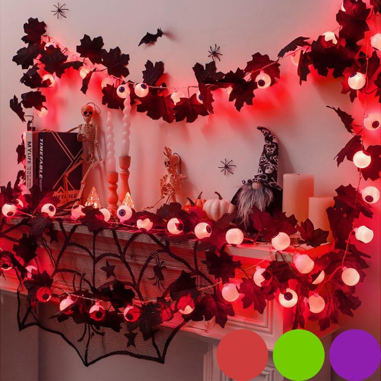 ★商品詳細 ハロウィン 飾り 置物 ディスプレイ LED ライト 光る 電飾 目玉 ライト 飾り 紅葉 雰囲気 照明 タイマー ガーランド 電池 電池式 20個 40個 3色 3m 6m パーティー なりきり 文化祭 学園祭 cosplay...
