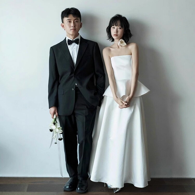 ★商品詳細 前撮り 高級感ドレス 花嫁 ウェディングドレス 白 黒 カラードレス 二次会 イブニングドレス サテンワンピース Aライト チューブトップ ミニドレス 白ドレス 黒ドレス 短めドレス 小さいサイズOK 前撮り 後撮り 披露宴 結...