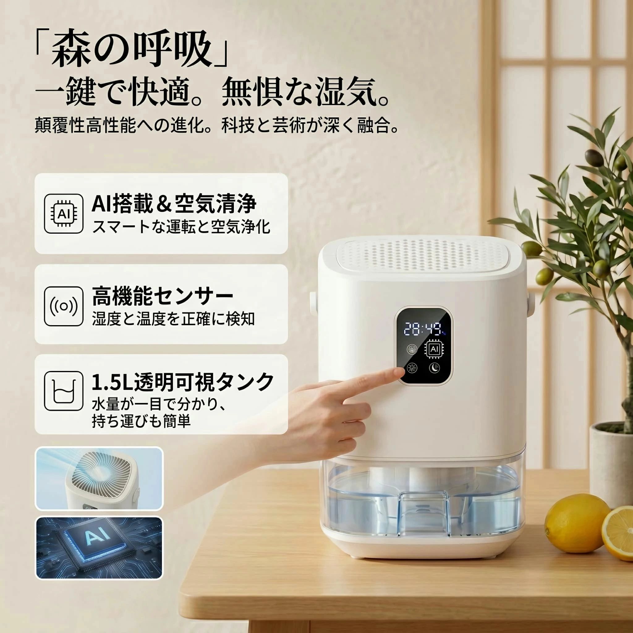 商品情報 【パワフル除湿＆幅広い空間に対応】 約3畳〜60畳程度の空間で使用できる除湿機です。室内の湿気を効率よく除去し、部屋干し時の衣類乾燥サポートにも便利。雨の日や梅雨時期でも衣類をさらっと快適に保ち、ニオイ対策にも役立つ家庭用 除湿機...