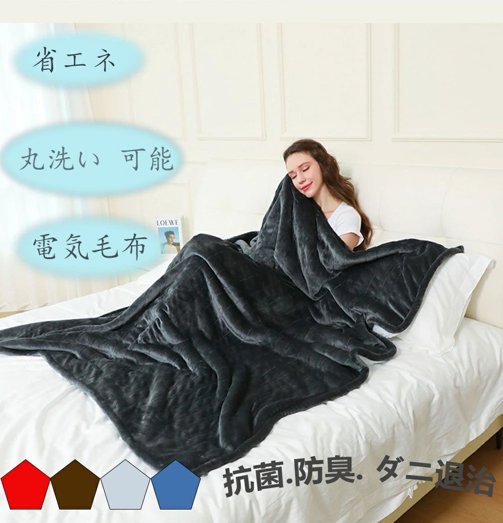 電気毛布 190*130cm ふわとろ毛布 12時間 タイマー付き 9段階温度 抗菌防臭 ダニ退治 自動電源オフ 膝掛け 洗える 洗濯可　暖かい 厚手 ふわふわ 省エネ 大判サイズ 電気毛布 発熱毛布 敷パッド ひざかけ 寝具 ふわふわ 柔...