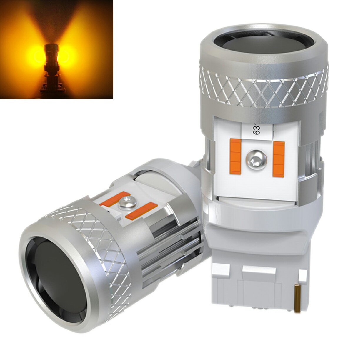 【爆光 高輝度 拡散照射仕様】高輝度美光照射のCSP LED素子4連搭載。超拡散レンズ（全カバー）付きで照射距離を伸ばすことに成功しました。全方位照射仕様。昼間の環境でも十分確認出来る明るさと拡散性、純正ハロゲン球とは比較にならない明るさに...